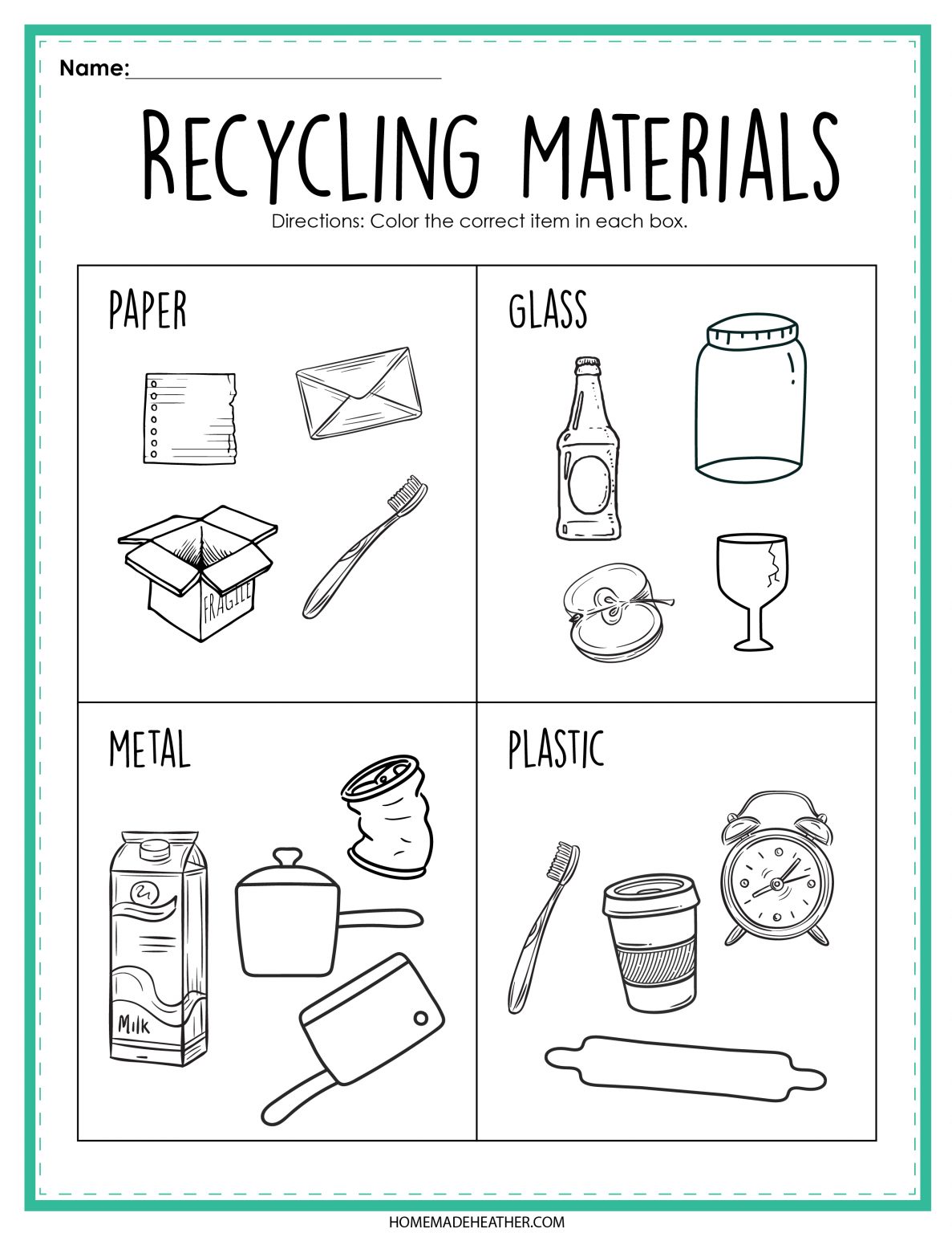 Free Recycling Activity Printable Sheets » Homemade Heather