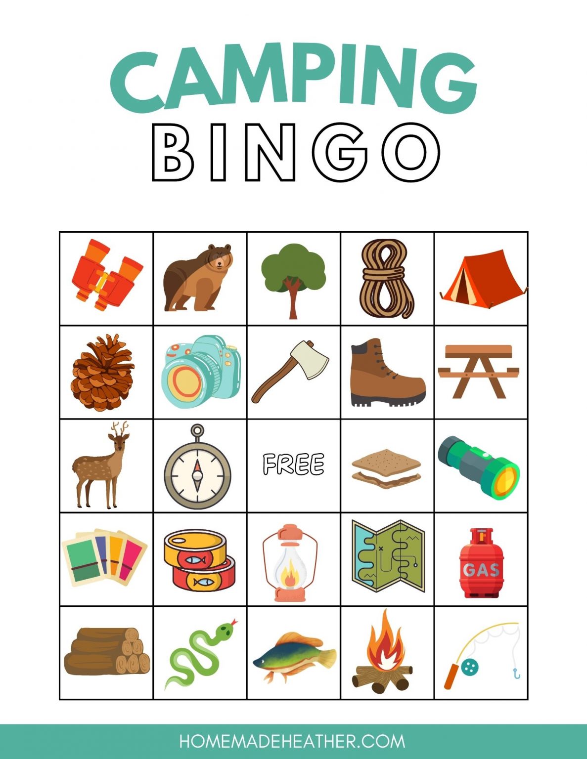Free Camping Bingo Printables » Homemade Heather