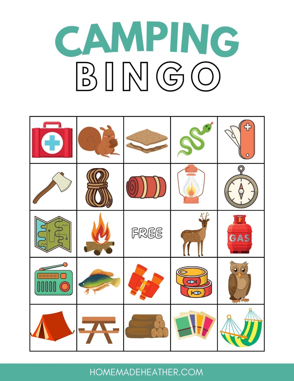 Free Camping Bingo Printables » Homemade Heather