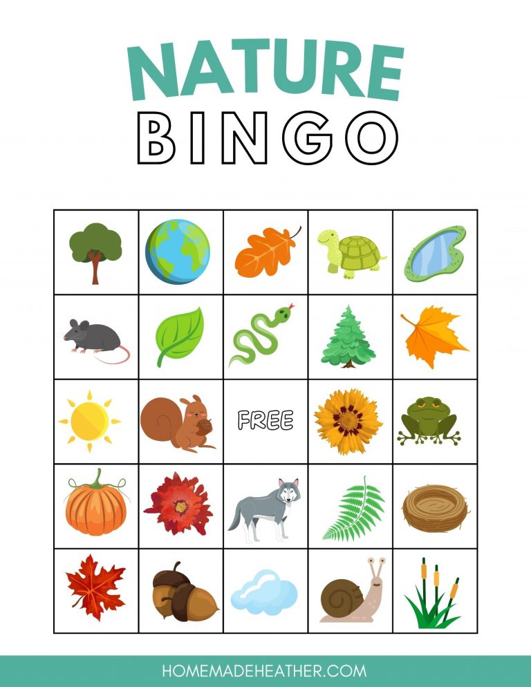 Free Nature Bingo Printables » Homemade Heather