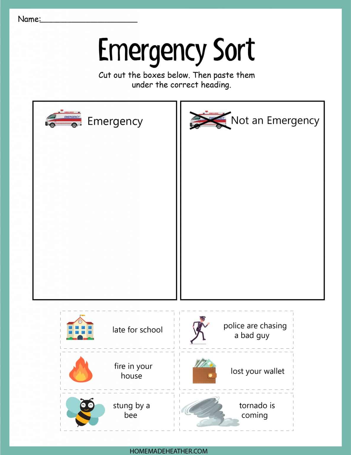 Free Emergency Printable Work Sheets » Homemade Heather