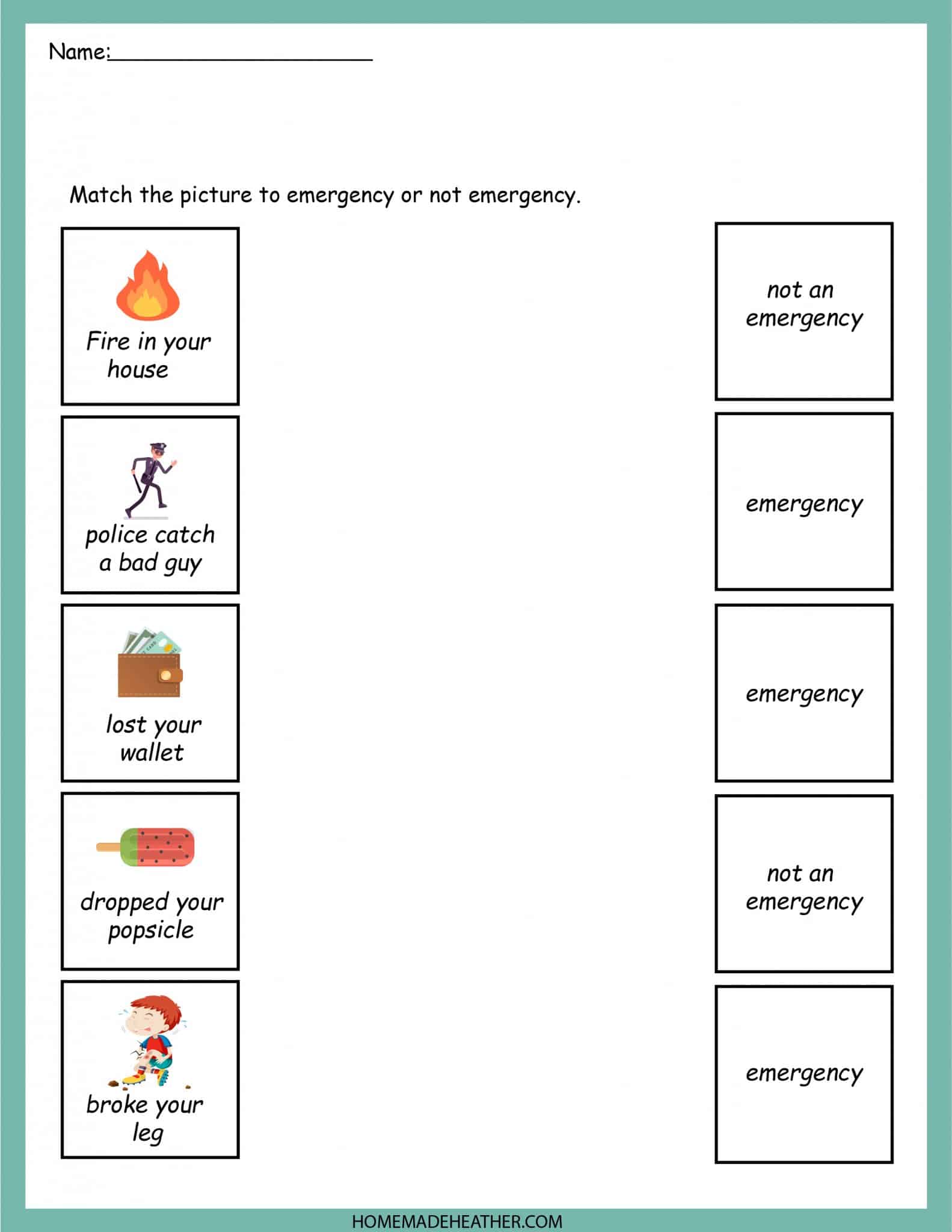 Free Emergency Printable Work Sheets » Homemade Heather