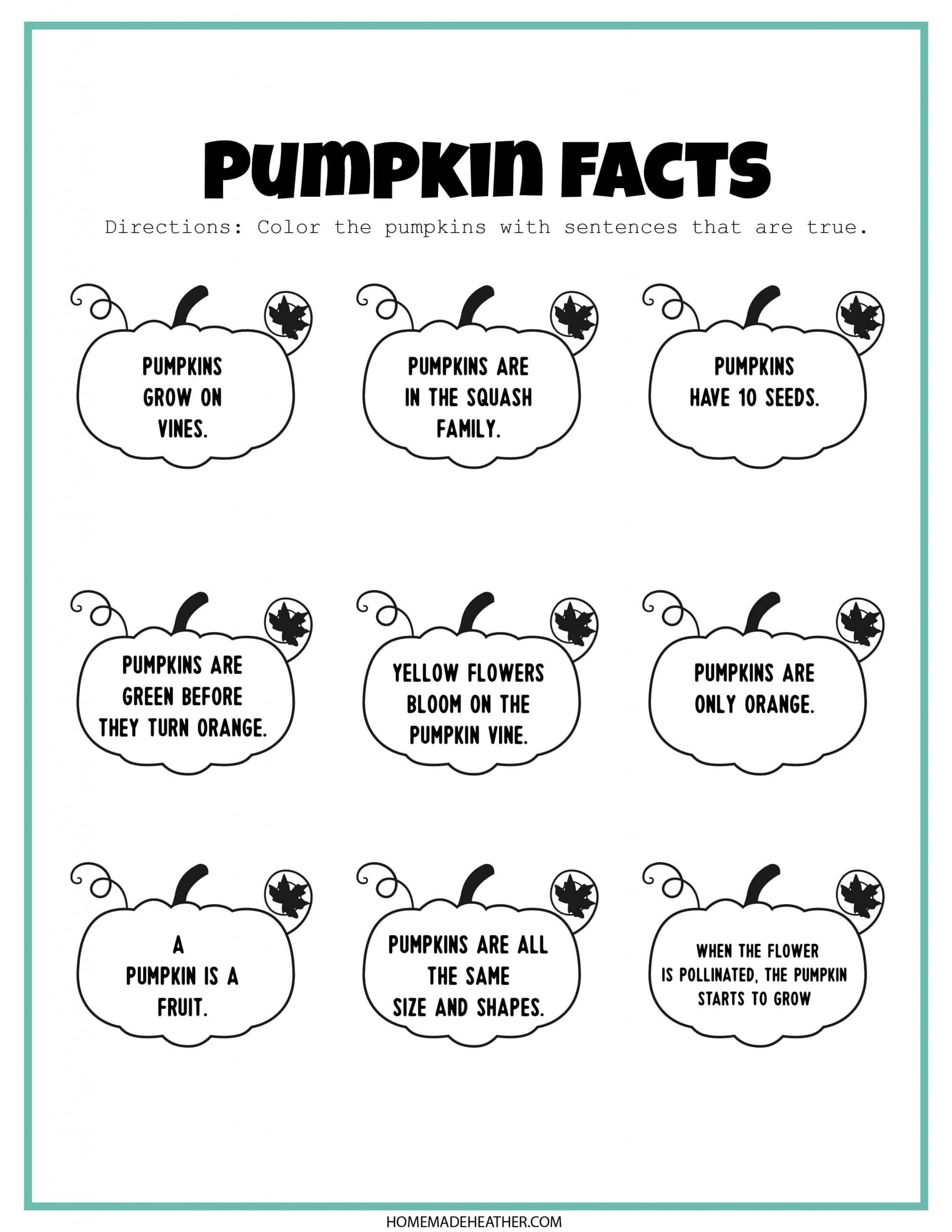 Free Pumpkin Activity Printables » Homemade Heather