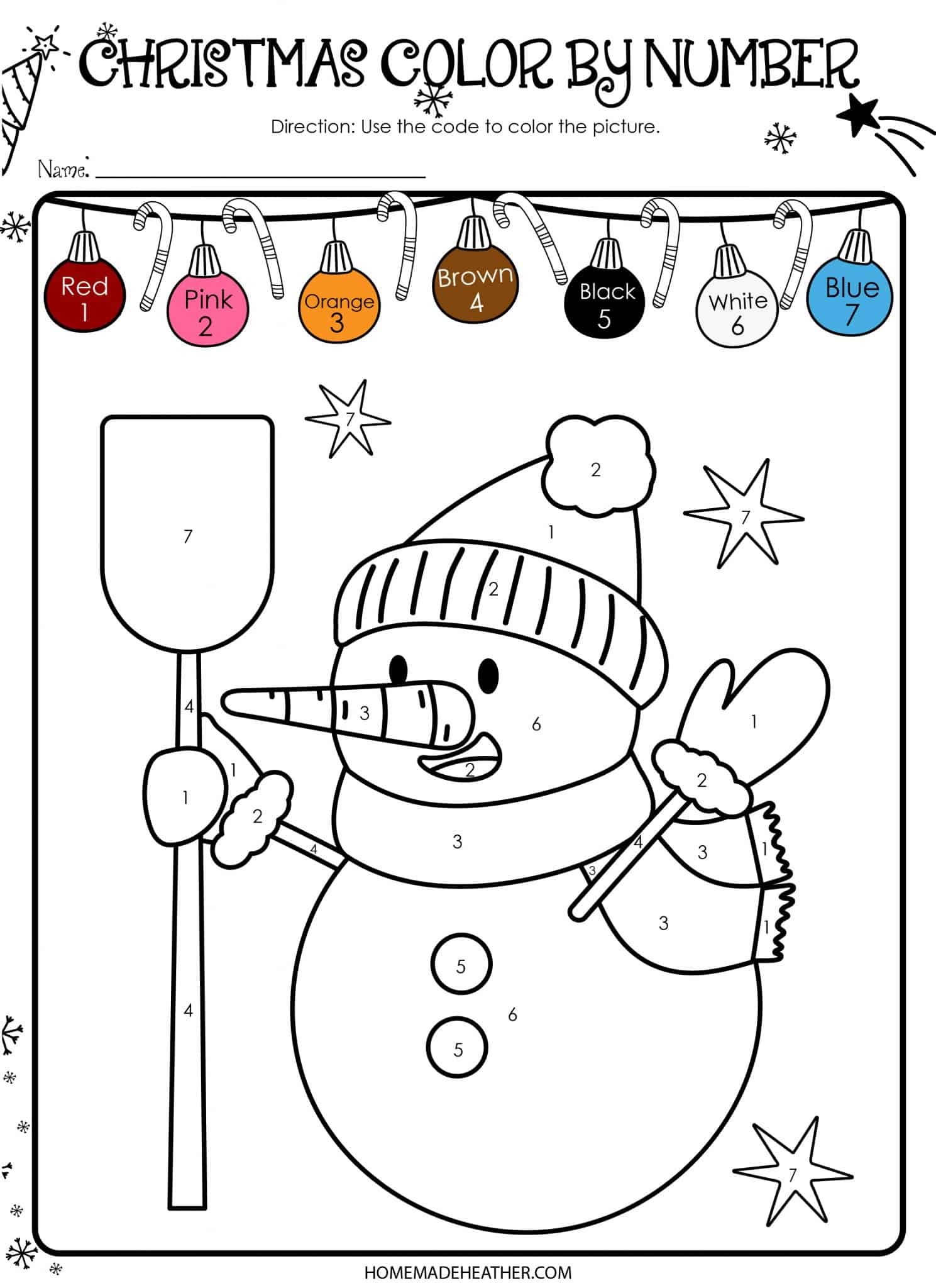 Free Christmas Color By Number Printables » Homemade Heather