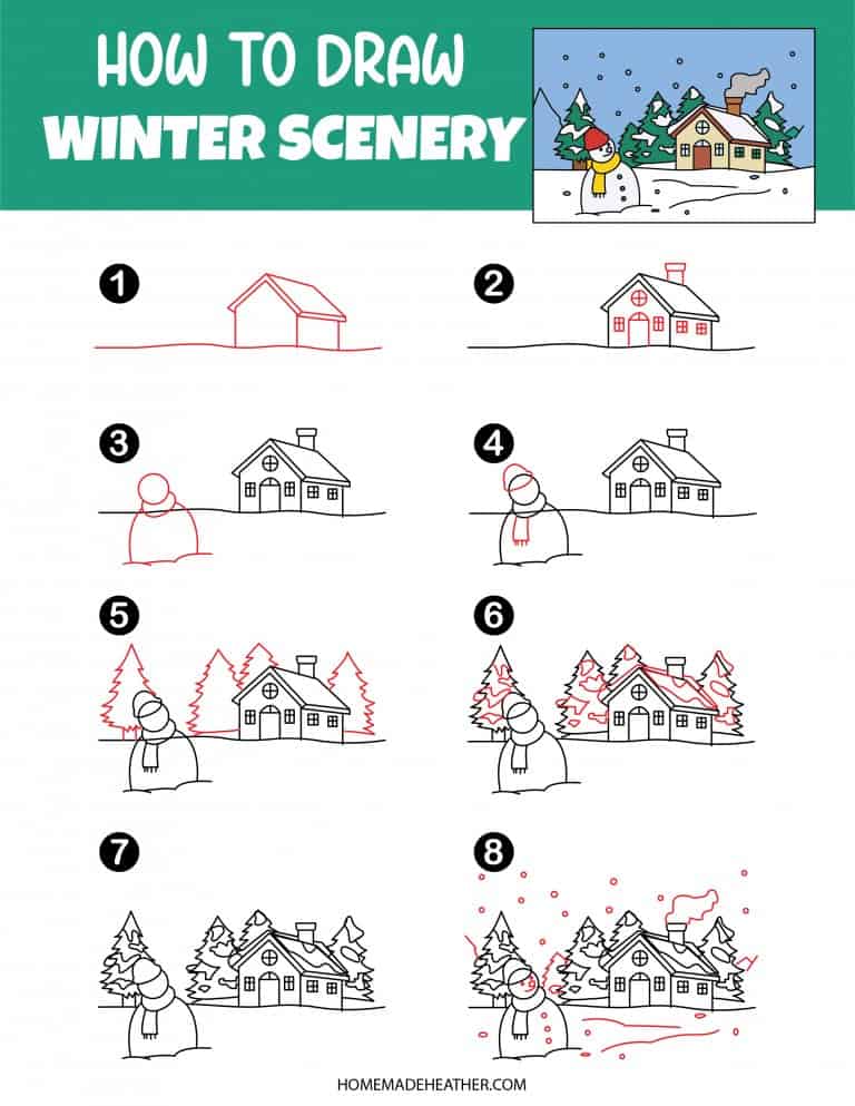 Free How To Draw Winter Printables » Homemade Heather