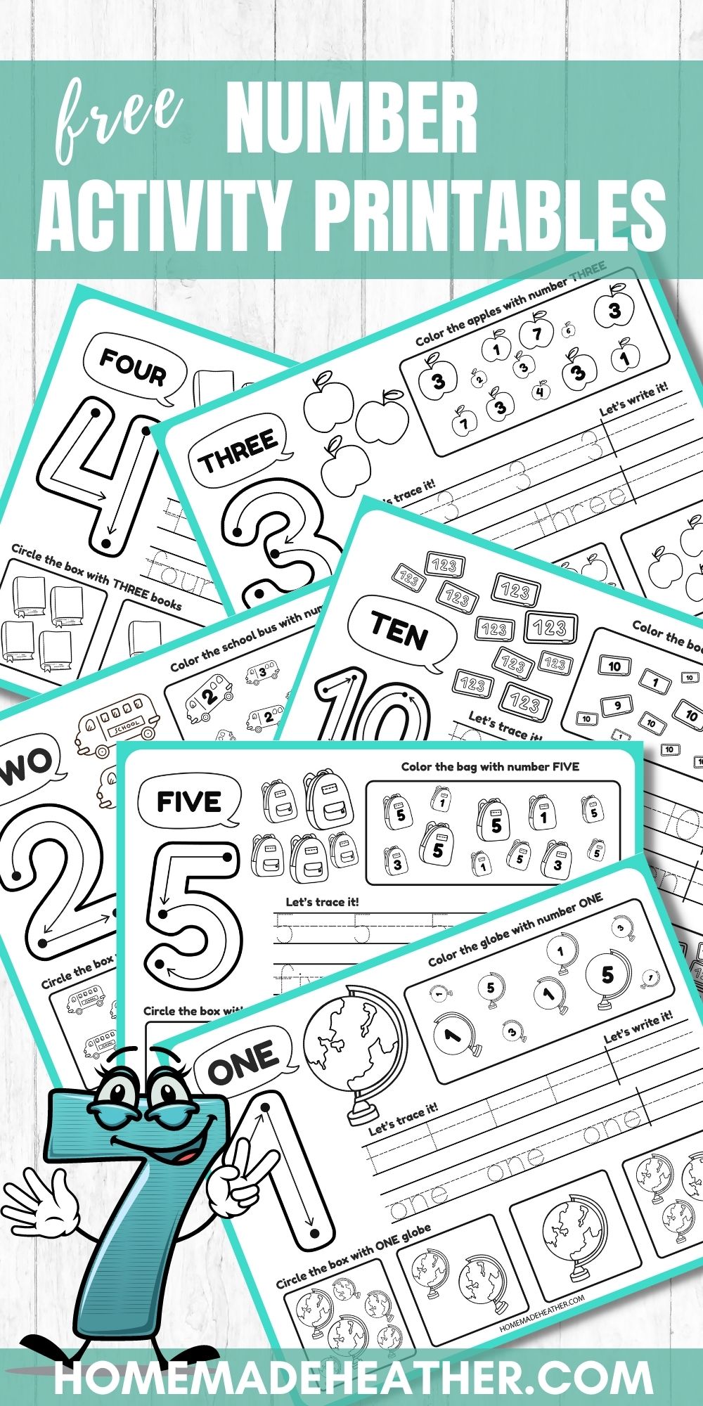 Free Number Tracing Printable Work Sheets » Homemade Heather