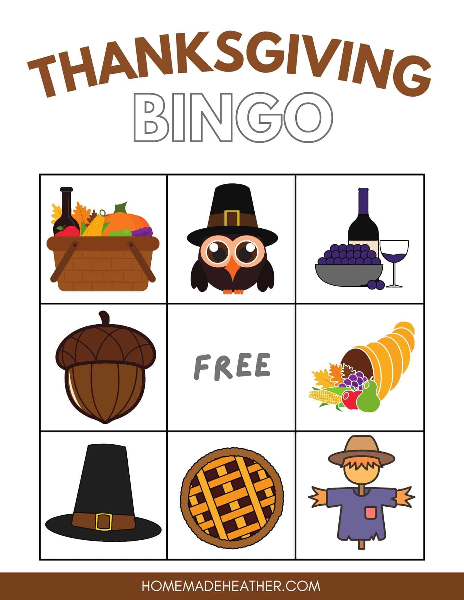 Free Thanksgiving Bingo Printables » Homemade Heather