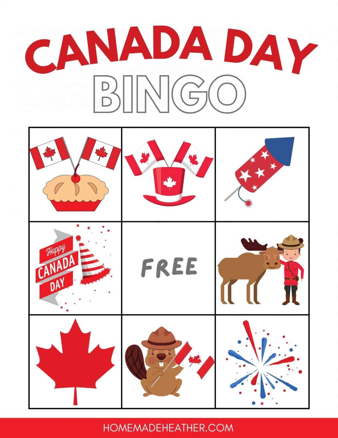 Free Canada Day Bingo Printables » Homemade Heather