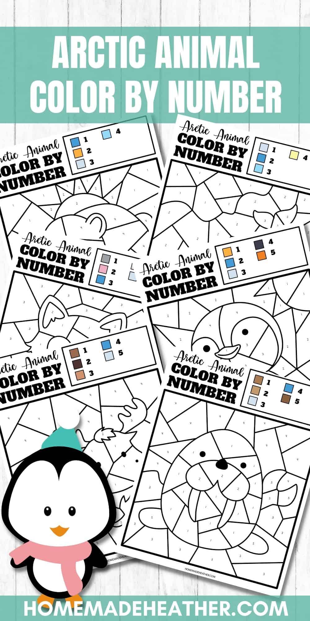 Arctic Animal Color By Number Printables » Homemade Heather