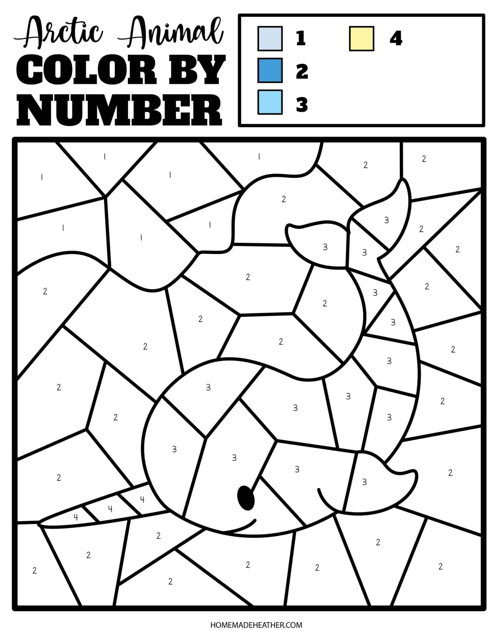 Arctic Animal Color By Number Printables » Homemade Heather