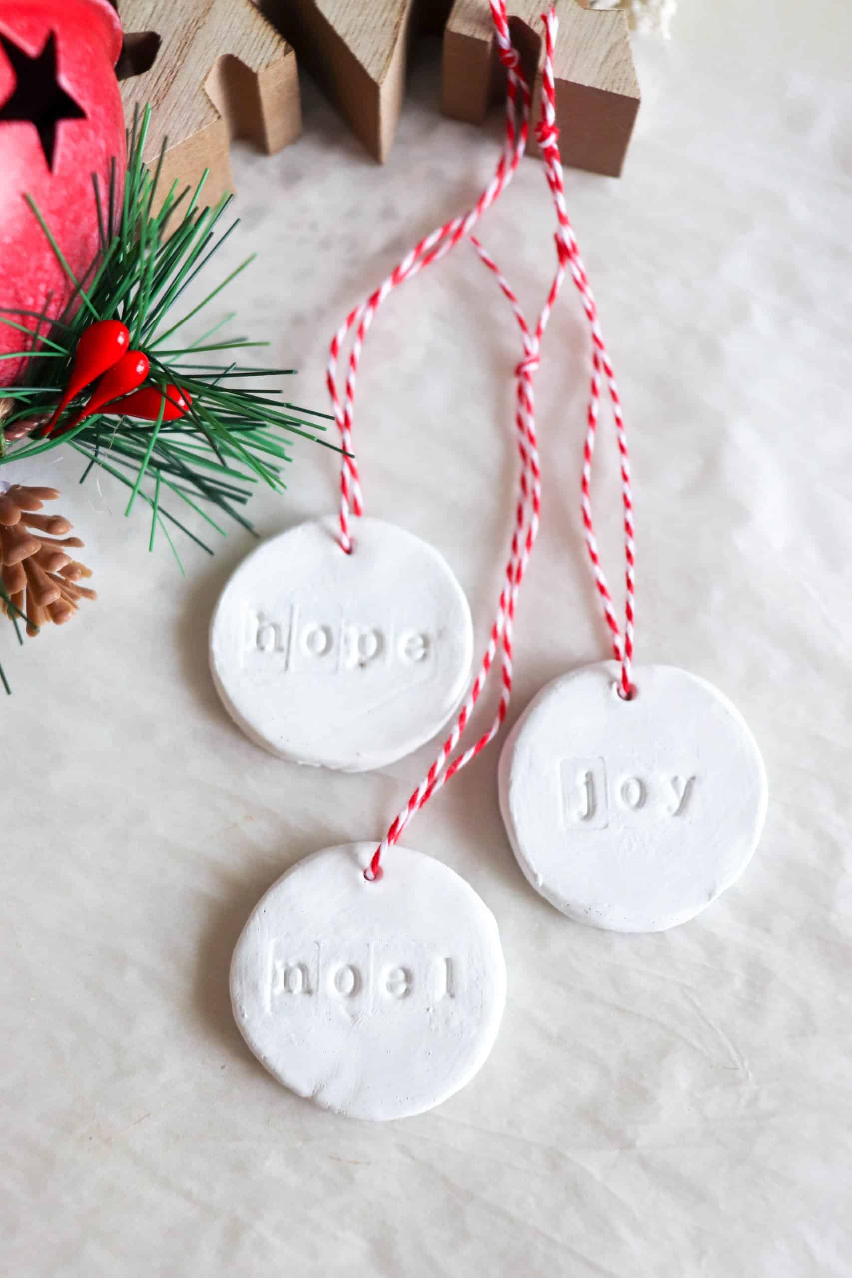 Clay Stamped Word Ornaments » Homemade Heather