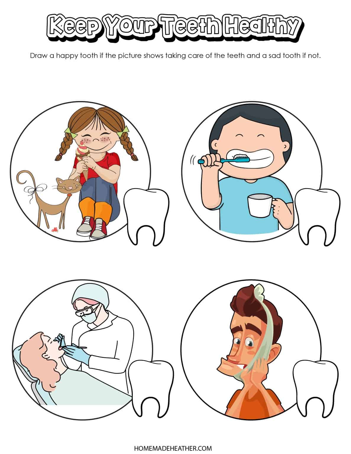 Free Dental Health Activity Printables » Homemade Heather