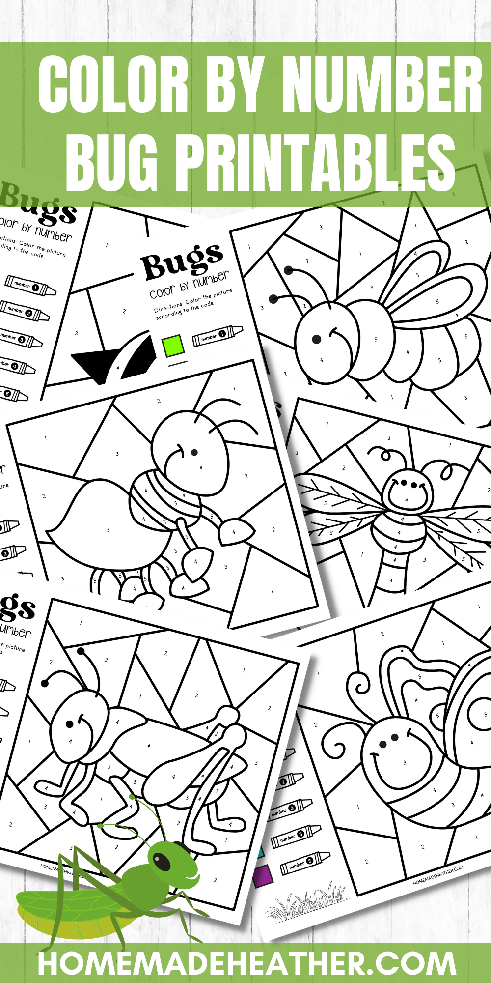 Color By Number Bug Printables » Homemade Heather