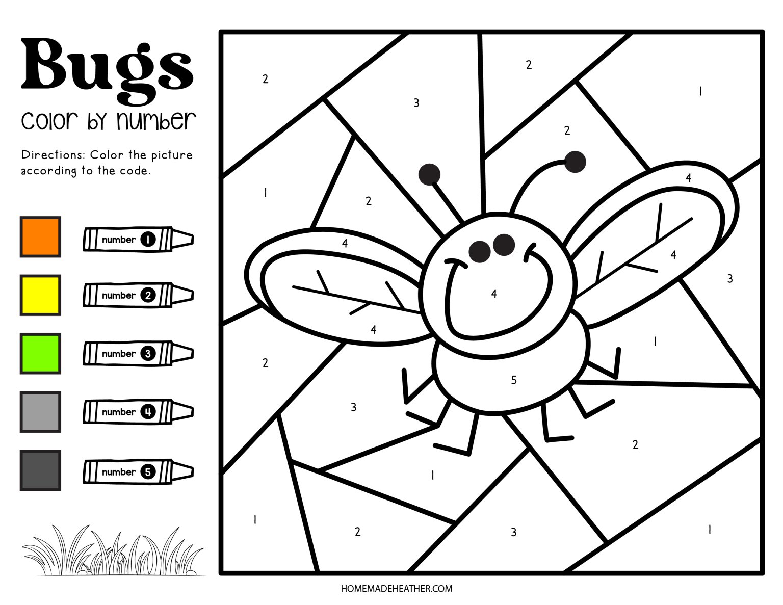 Color By Number Bug Printables » Homemade Heather