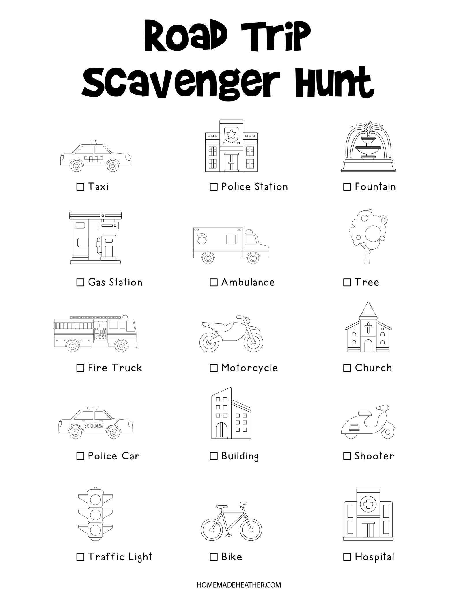 Free Road Trip Activity Printables » Homemade Heather
