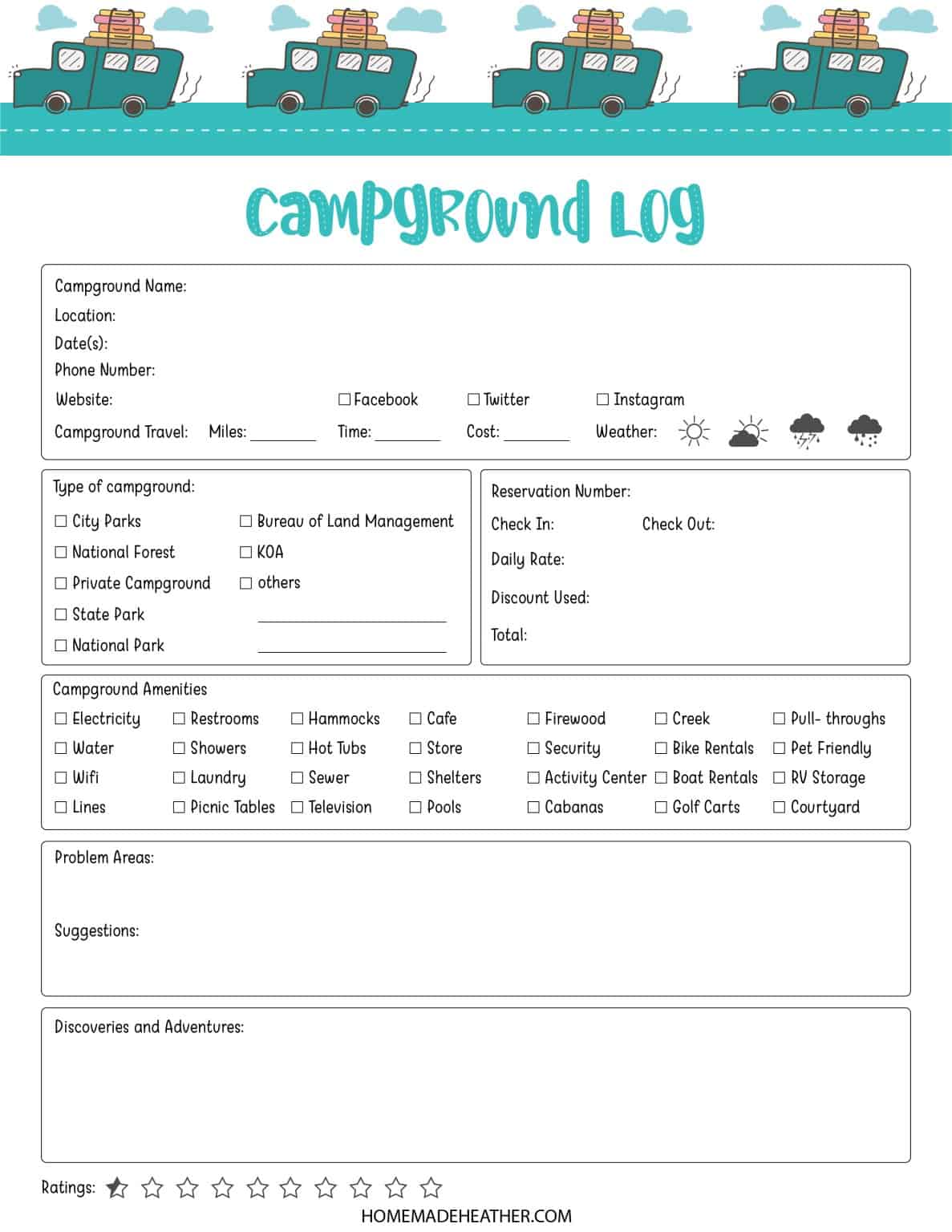 Free Camping Planner Printables » Homemade Heather