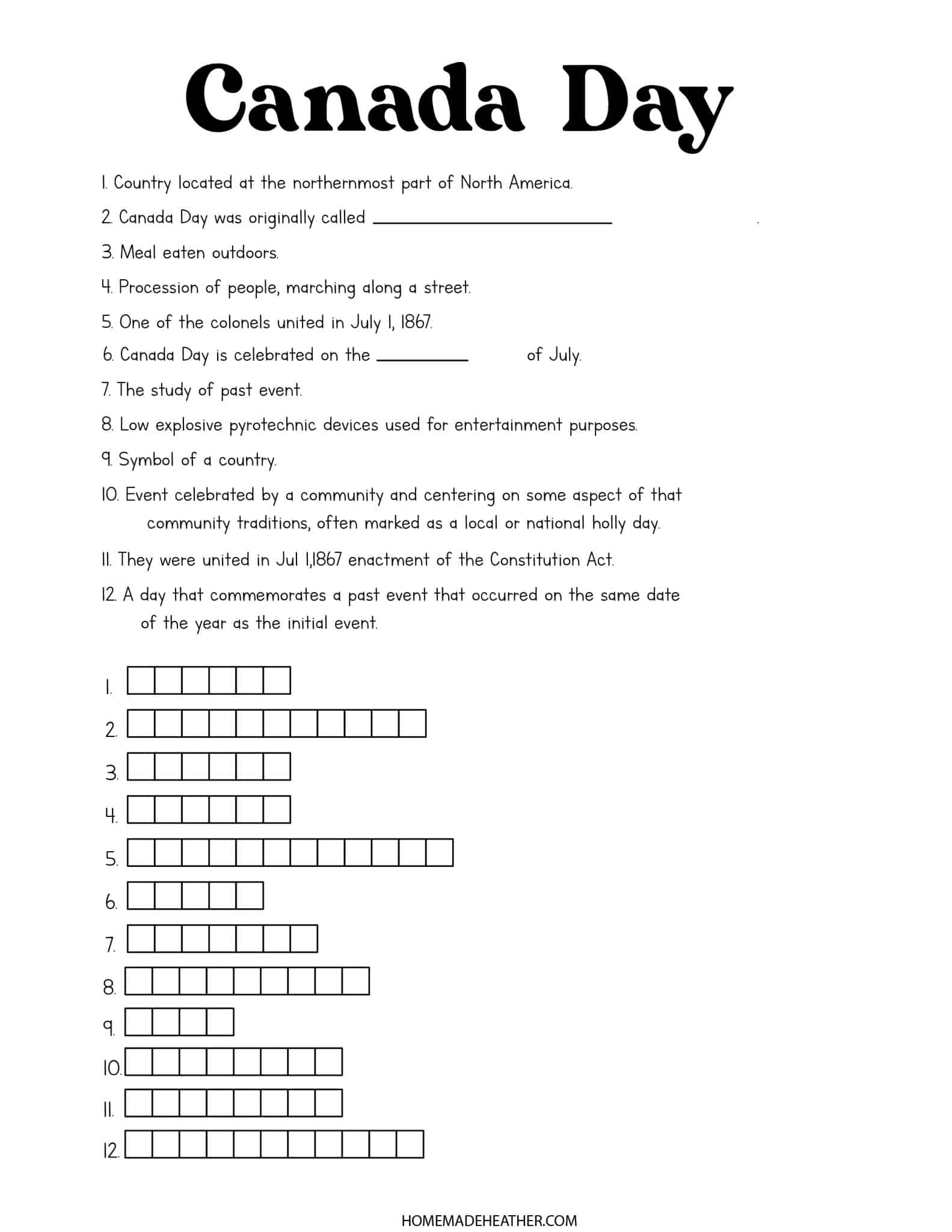 Free Canada Day Activity Printables » Homemade Heather