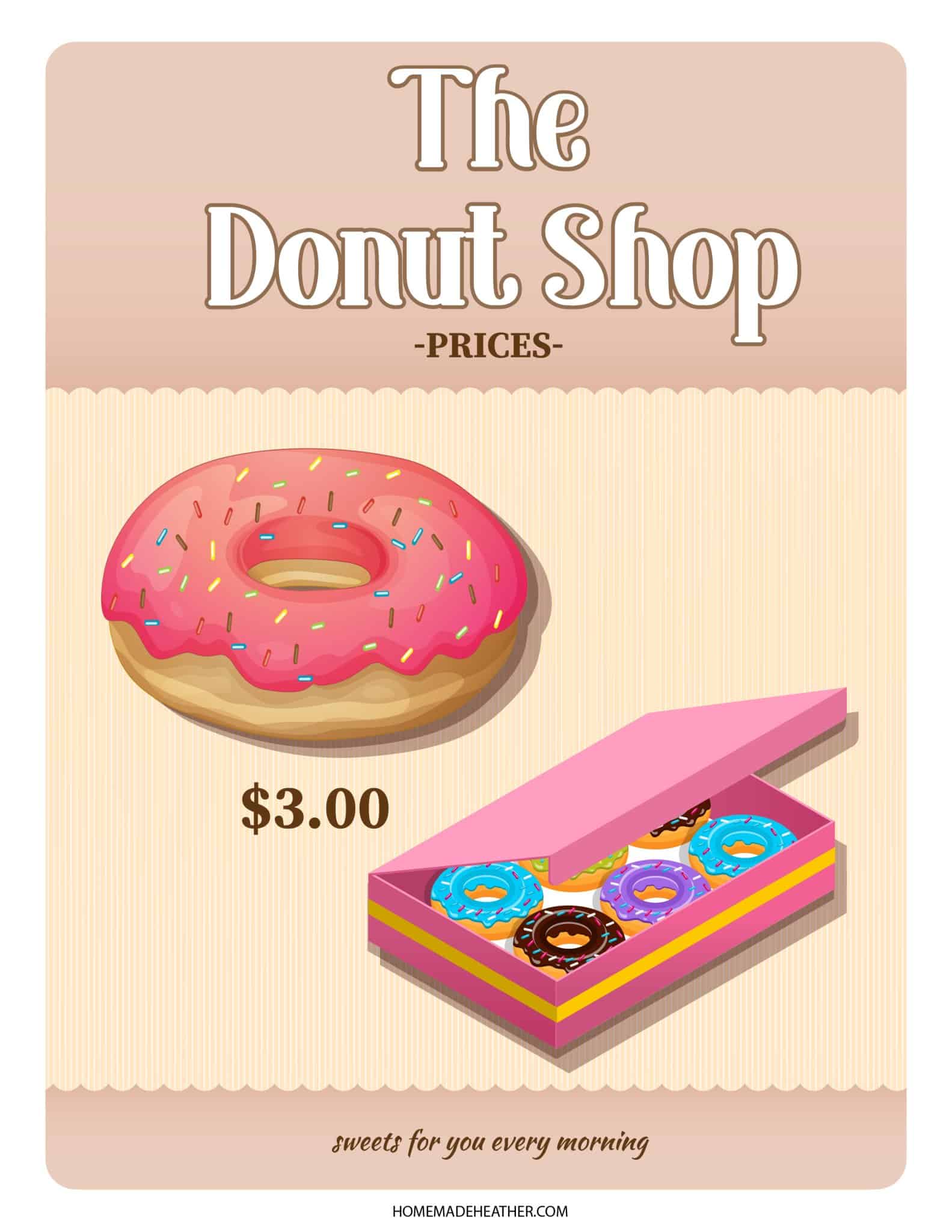 Free Donut Shop Printables » Homemade Heather