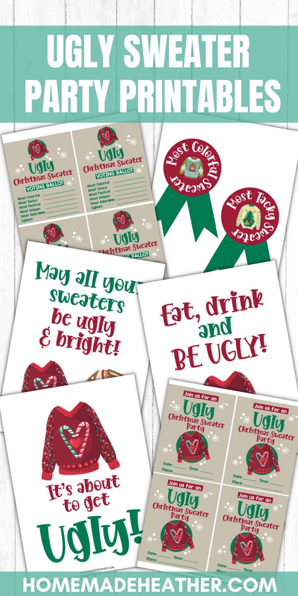 Ugly Sweater Party Printables » Homemade Heather