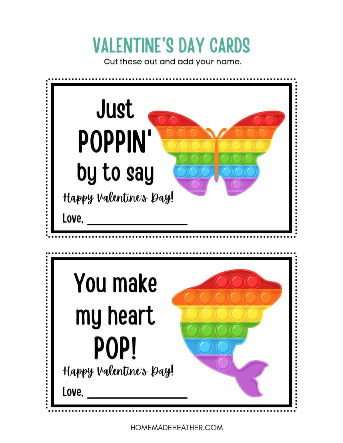Printable Pop It Valentine Cards » Homemade Heather