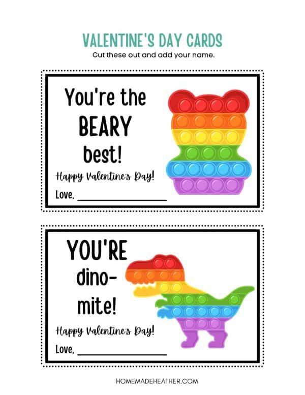 Printable Pop It Valentine Cards » Homemade Heather
