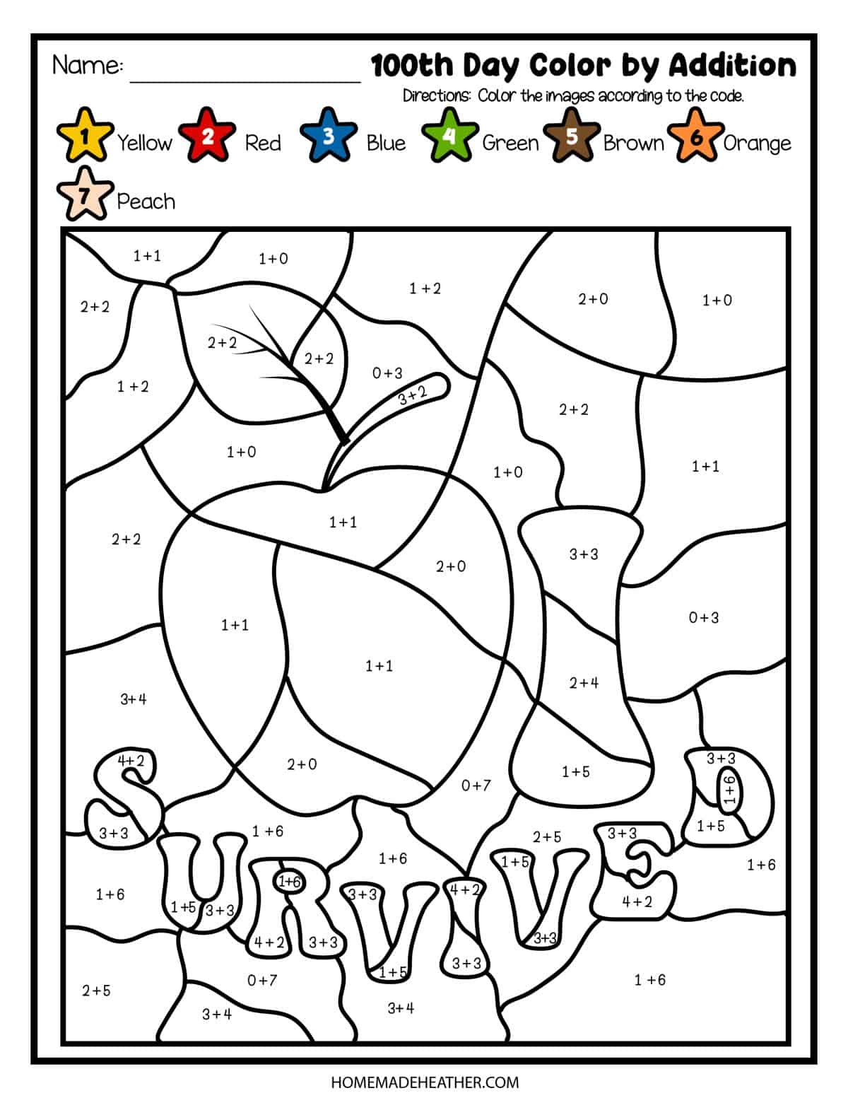 100 Day Color By Number Printables » Homemade Heather