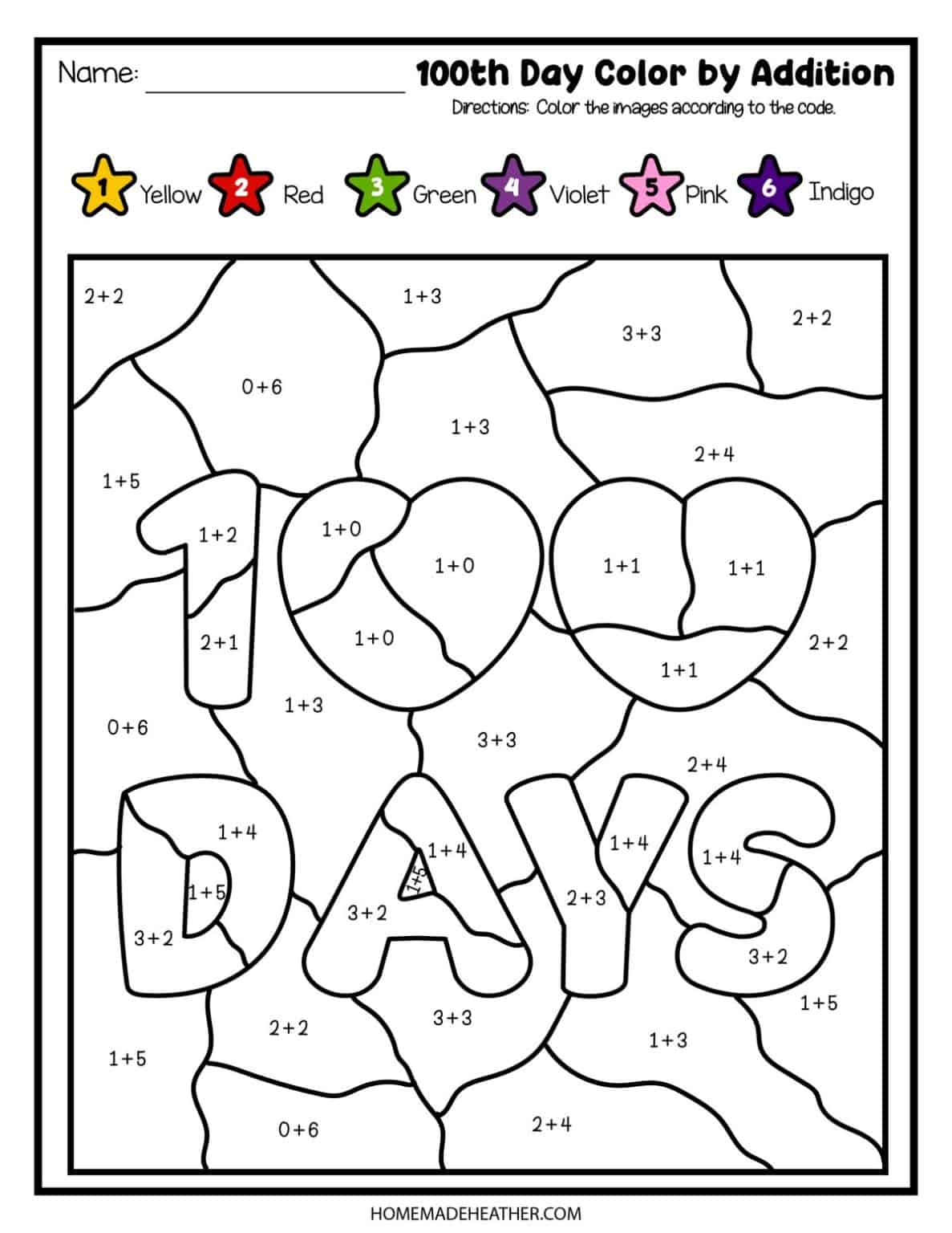 100 Day Color By Number Printables » Homemade Heather