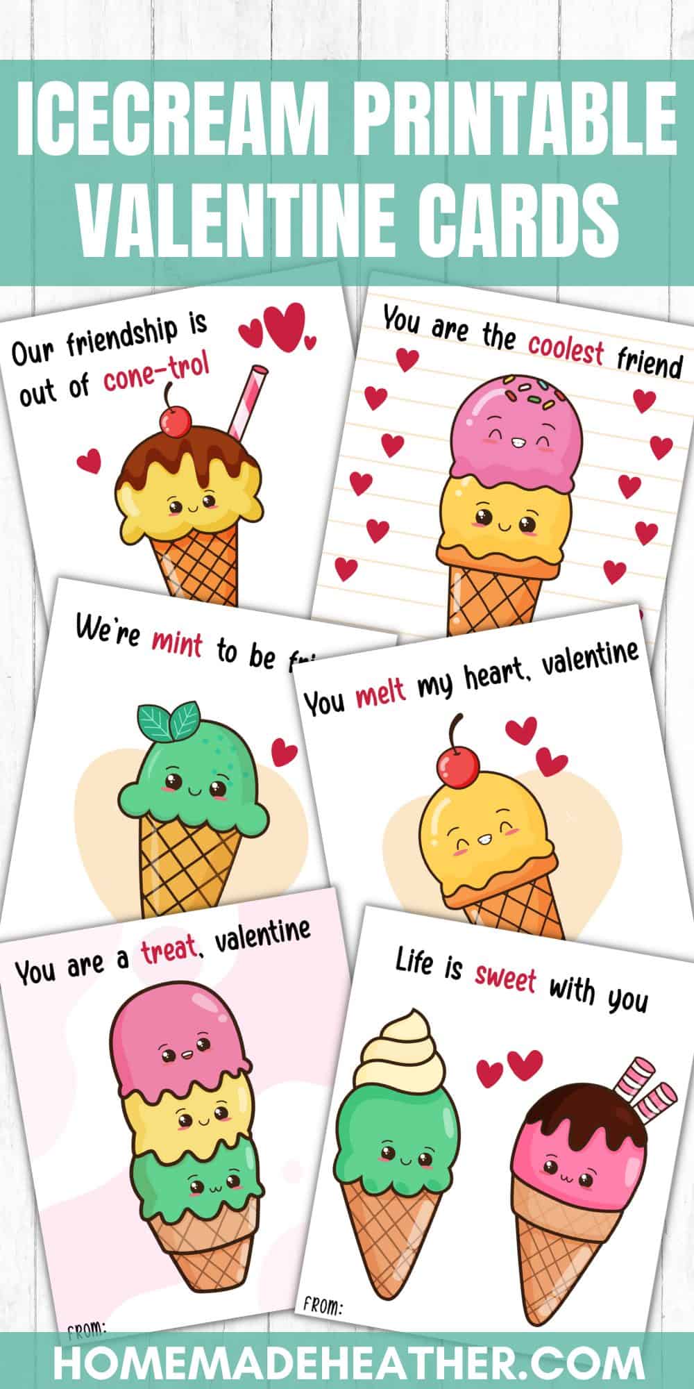 Ice Cream Printable Valentine Cards » Homemade Heather