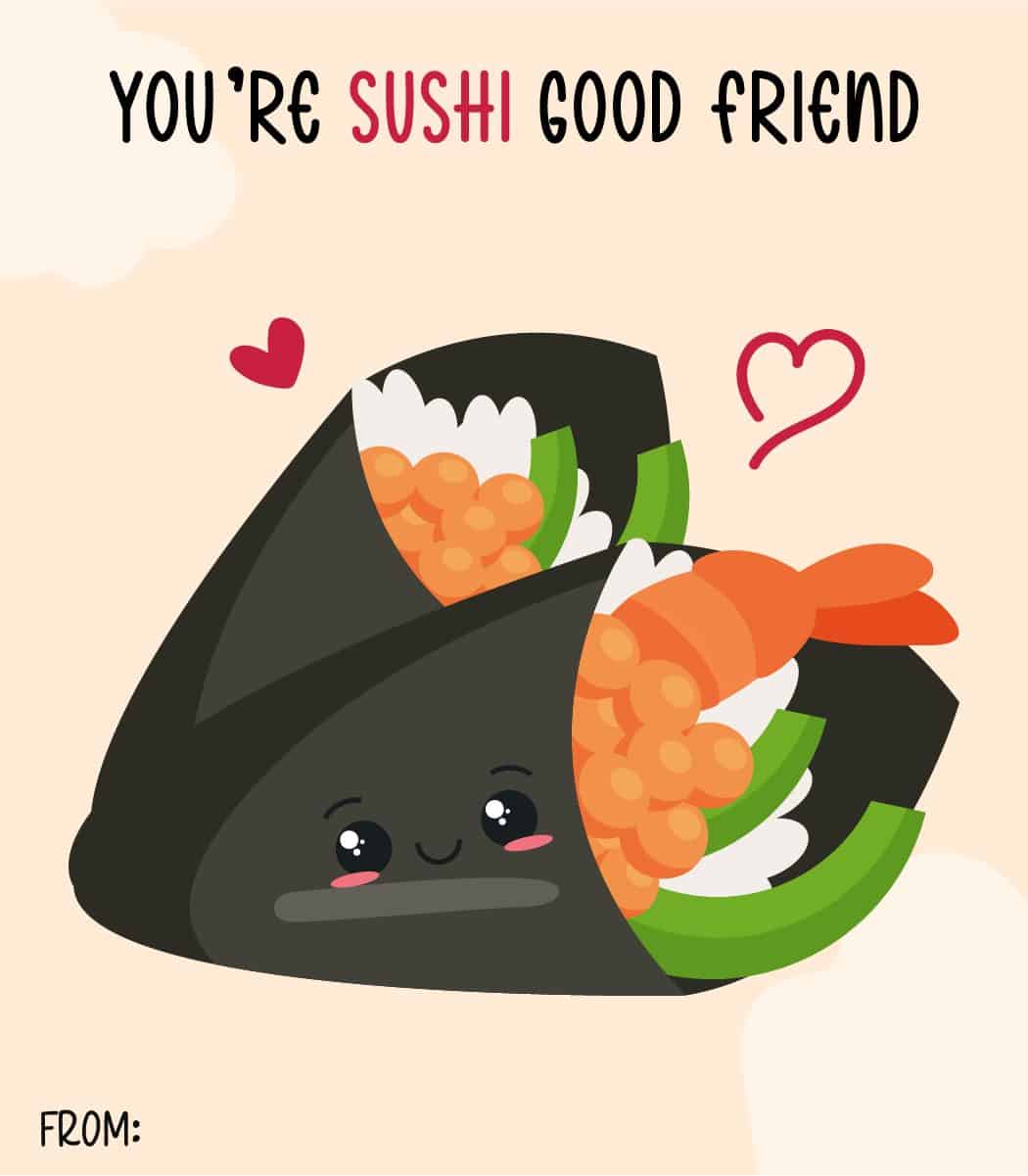 Sushi Printable Valentine Cards » Homemade Heather