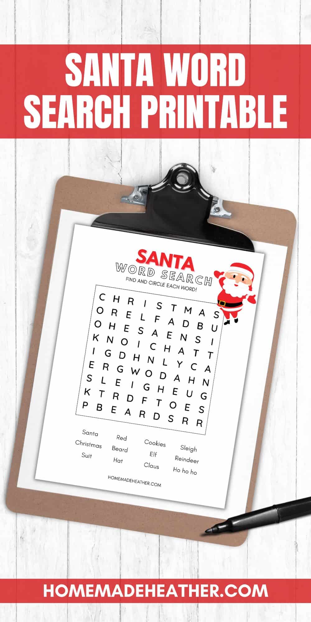 Free Santa Word Search Printable » Homemade Heather