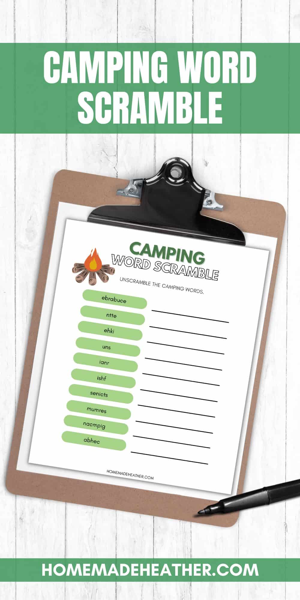 Free Camping Word Scramble Printable » Homemade Heather