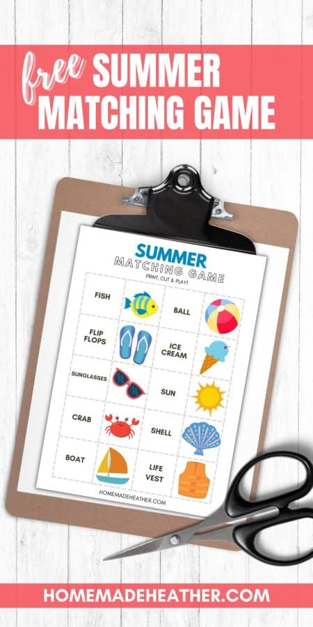 Free Summer Matching Game Printable » Homemade Heather