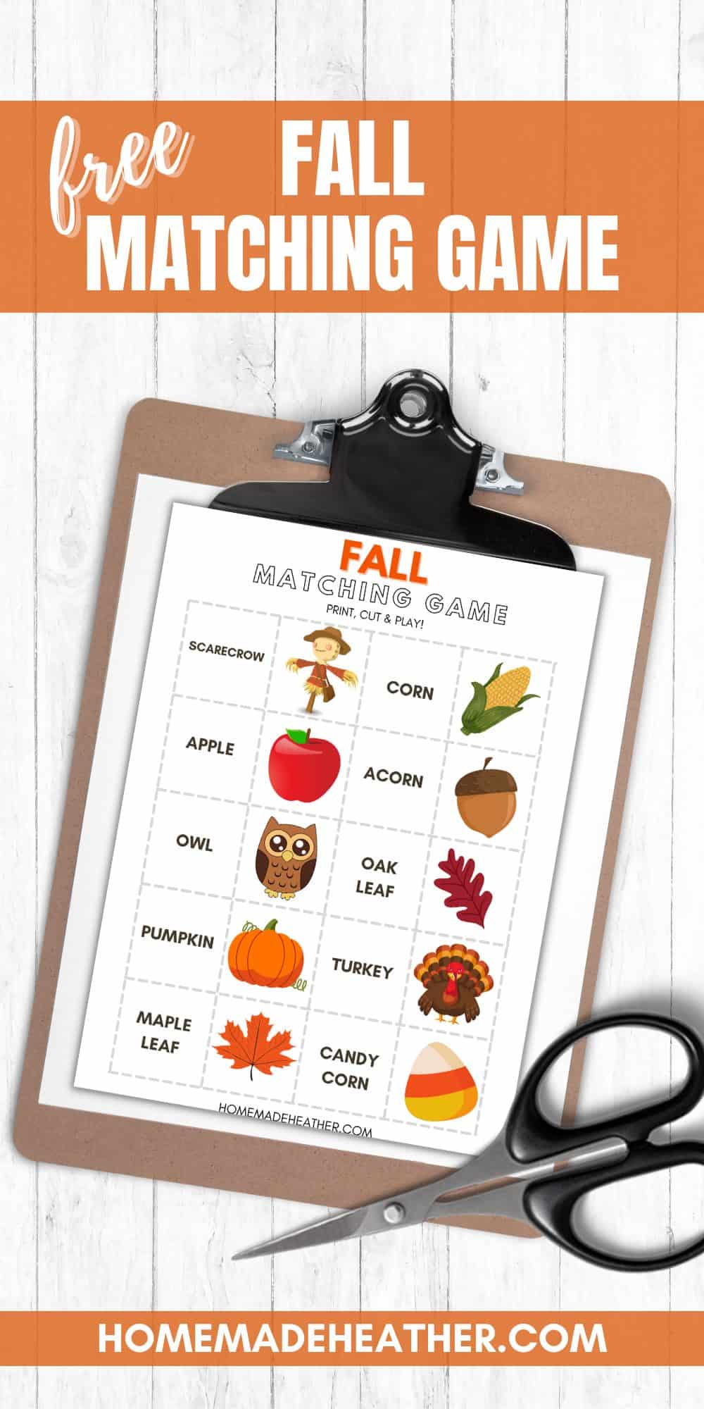 Free Fall Matching Game Printable » Homemade Heather