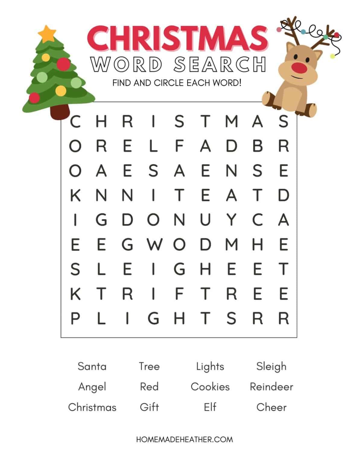 Free Christmas Word Search Printable » Homemade Heather