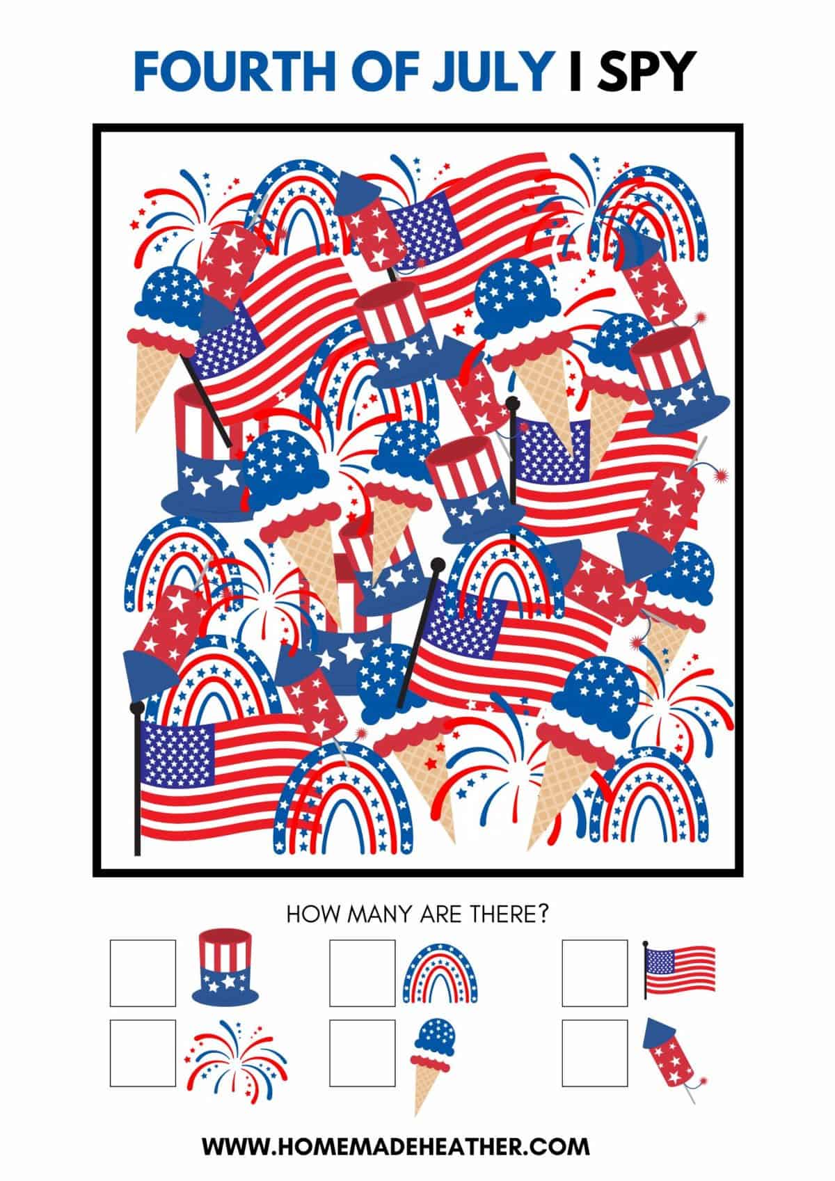 Free Fourth of July I Spy Printable » Homemade Heather