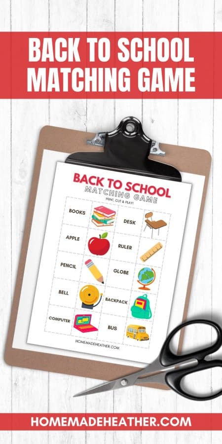 Back to School Matching Game Printable » Homemade Heather