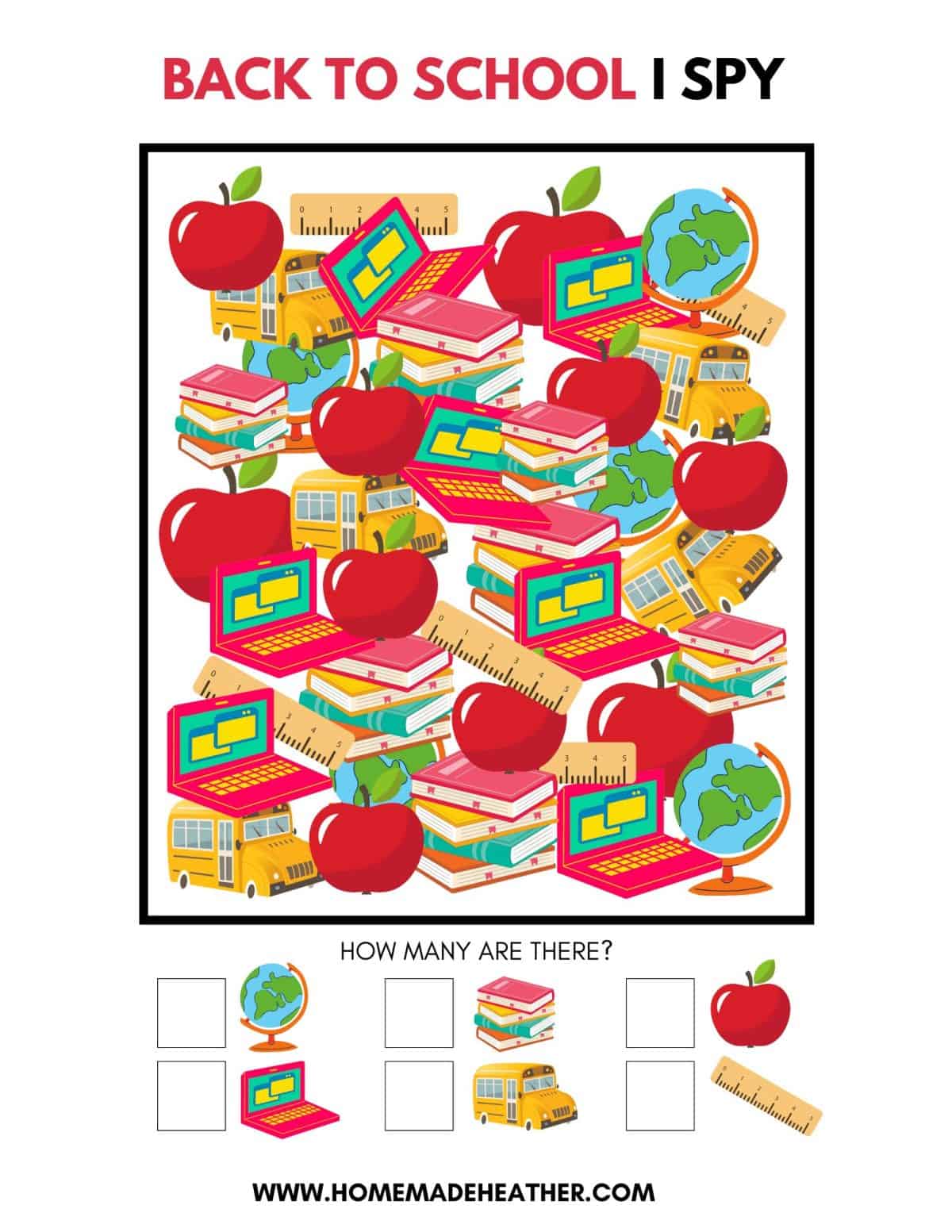 Free Back to School I Spy Printable » Homemade Heather
