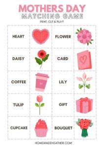 Mothers Day Matching Game Printable » Homemade Heather