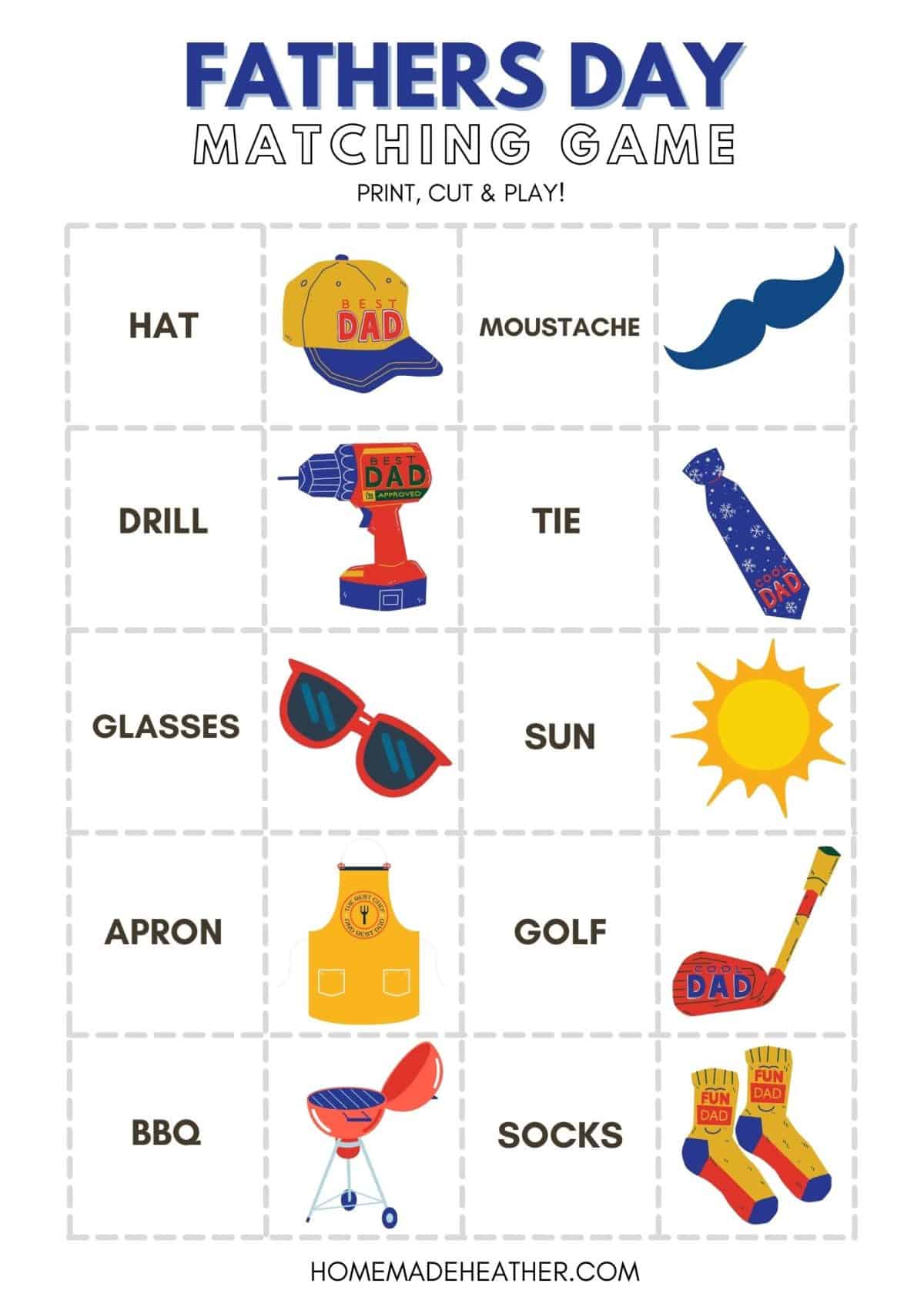 Fathers Day Matching Game Printable » Homemade Heather