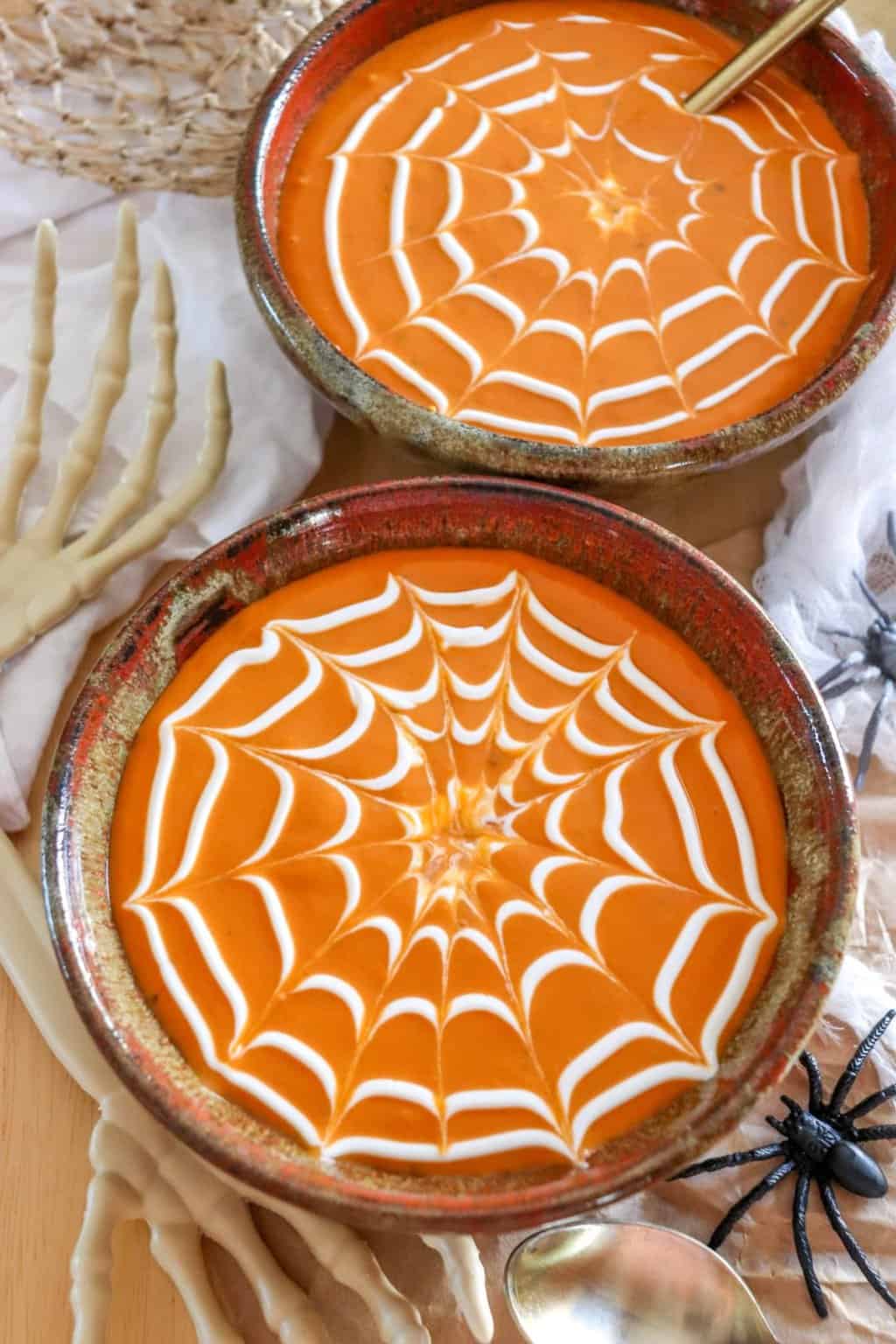 Tomato Spiderweb Halloween Soup Recipe » Homemade Heather
