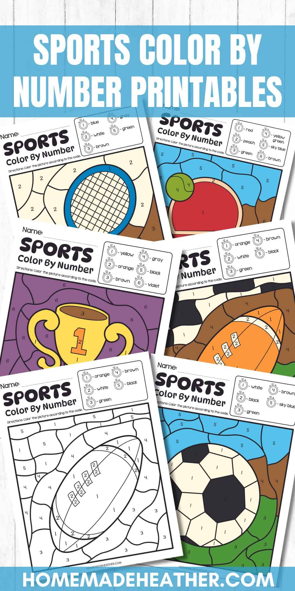 Sports Color By Number (Printable Coloring Pages) » Homemade Heather