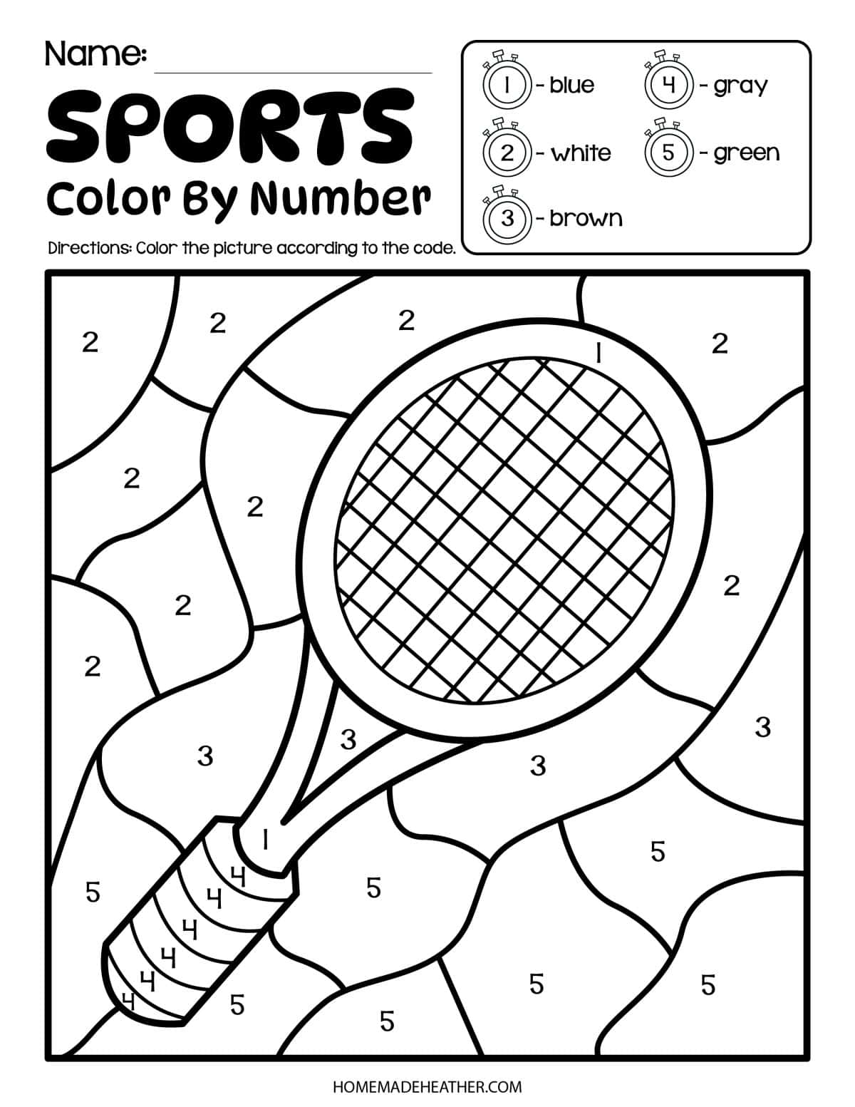 Sports Color By Number (Printable Coloring Pages) » Homemade Heather