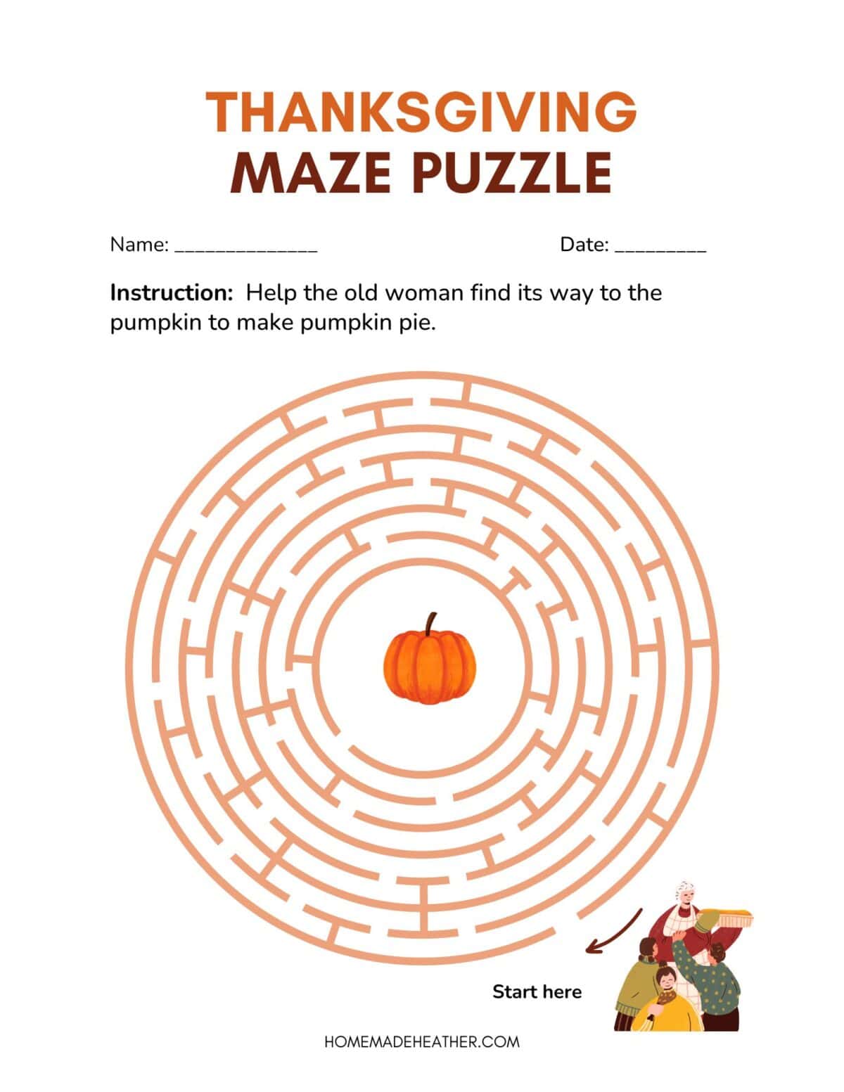 Free Thanksgiving Maze Printables » Homemade Heather