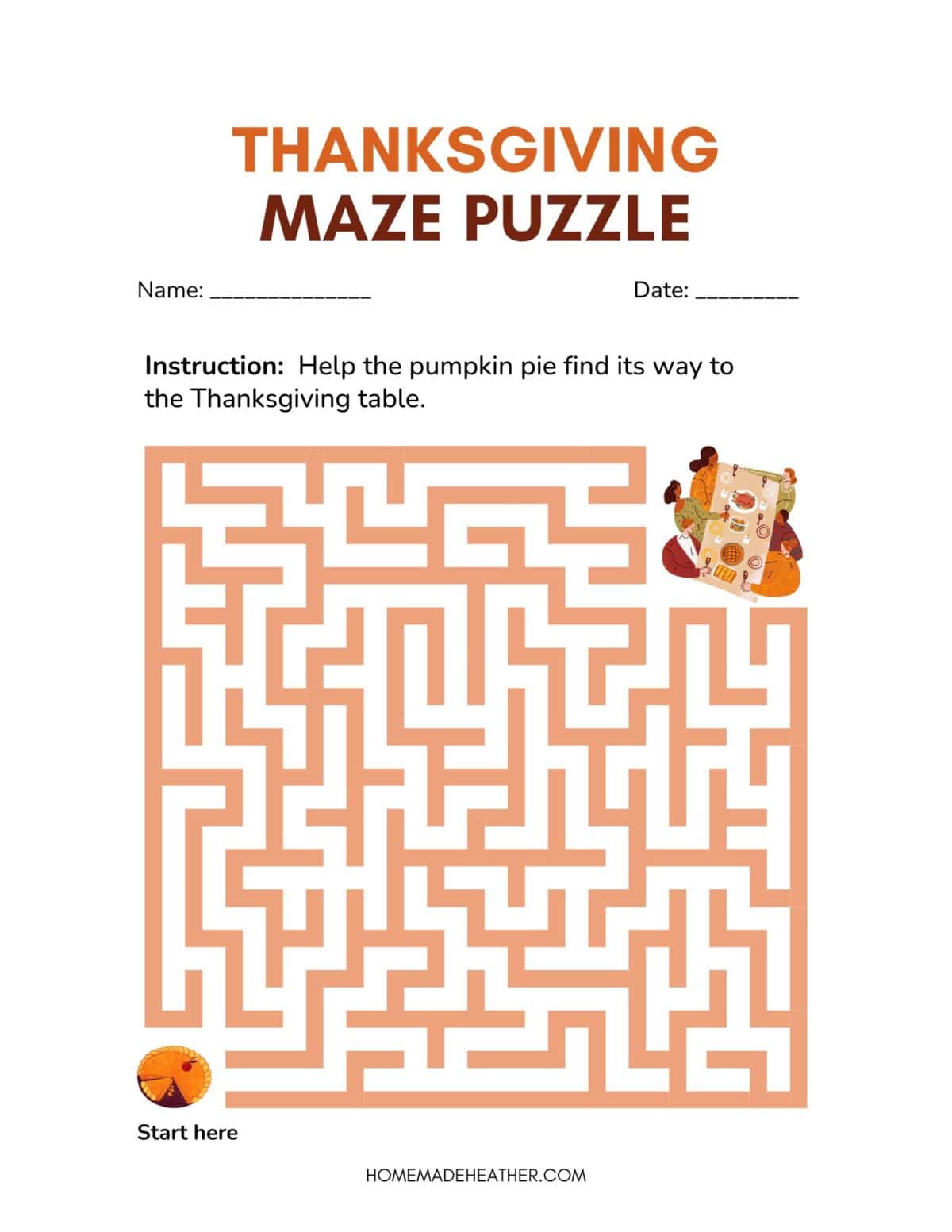 Free Thanksgiving Maze Printables » Homemade Heather