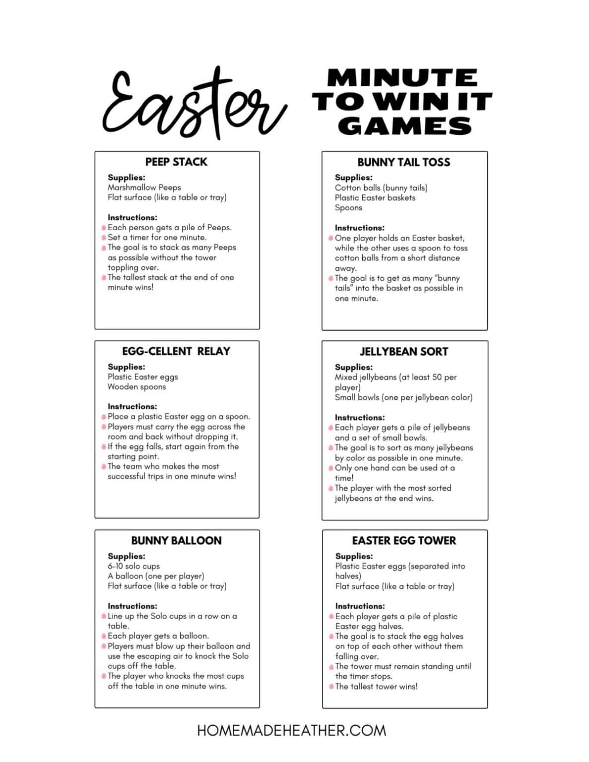 Easter Minute To Win It Games » Homemade Heather