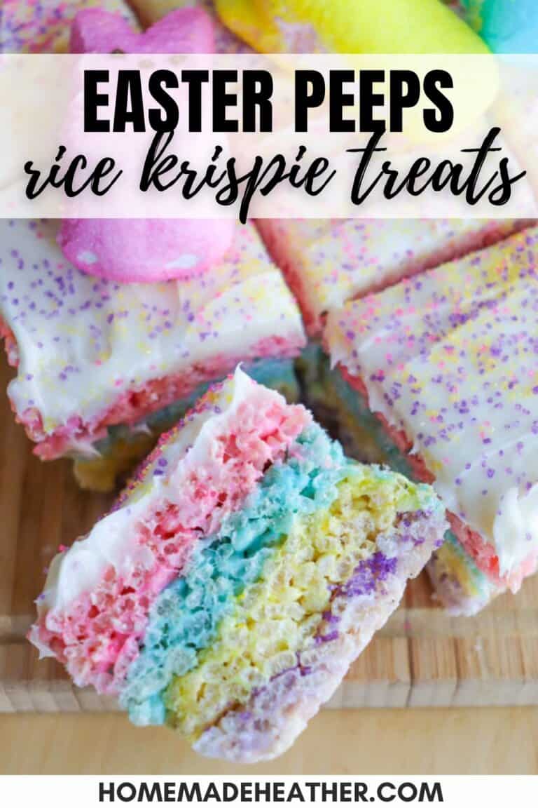 Peeps Rice Krispie Treats (No Bake Easter Bars) » Homemade Heather
