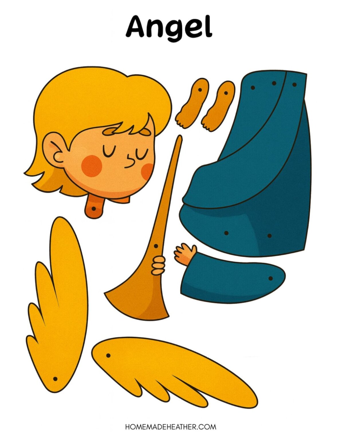 Angel Split Pin Craft Printable » Homemade Heather