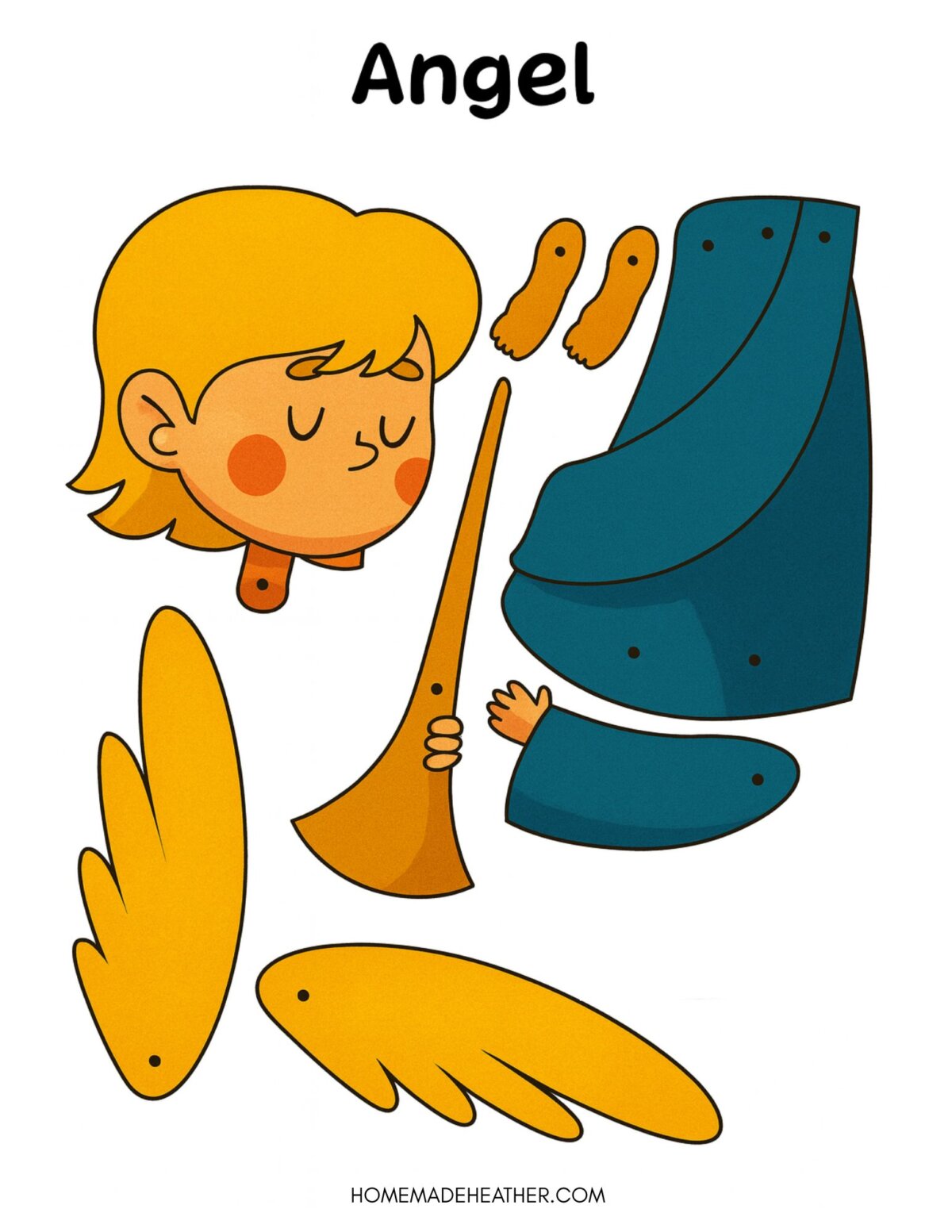 Angel Split Pin Craft Printable » Homemade Heather