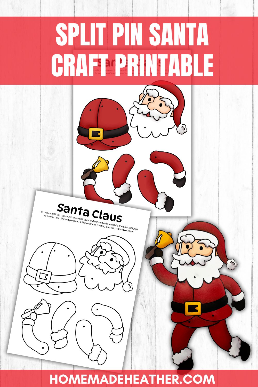 Santa Split Pin Craft Printable » Homemade Heather