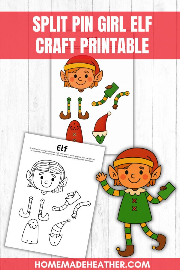 Girl Elf Split Pin Craft Printable » Homemade Heather